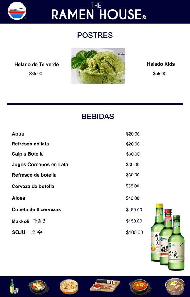 Menu at The Ramen House restaurant, Mexico City