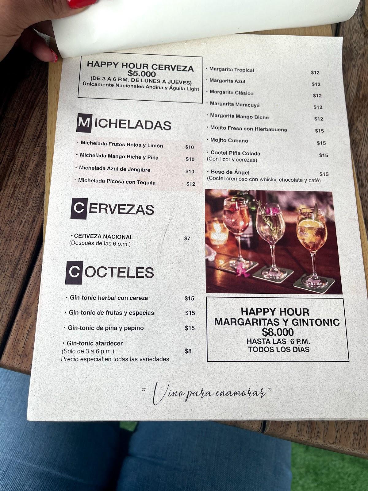 Carta del restaurante Vinotinto., Girón