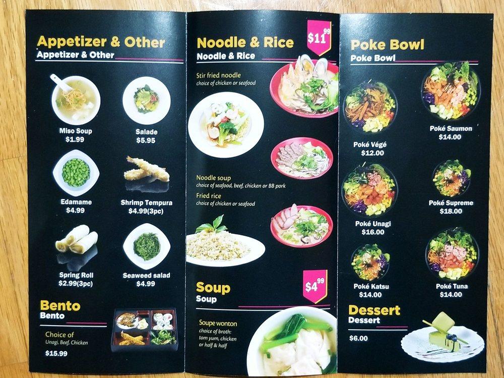 Menu at Vua Sandwiches + Le Poke Station restaurant, Toronto