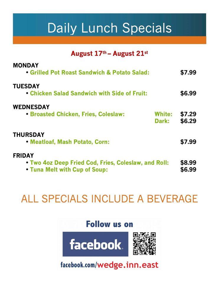 Menu at Wedge Inn Cafe, Janesville