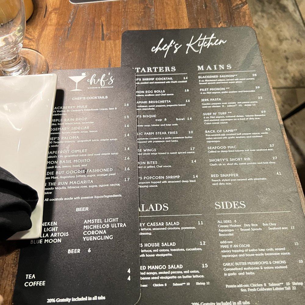 Menu at Chef's Kitchen and Cocktails pub & bar, Norfolk