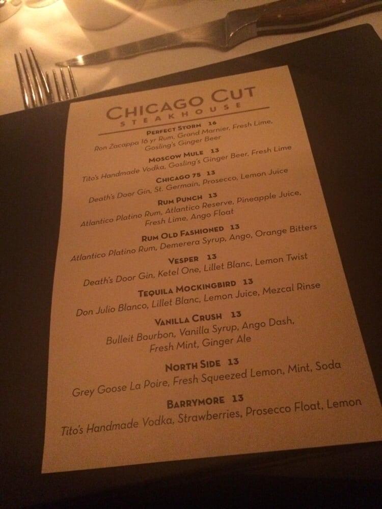 Menu at Chicago Cut Steakhouse, Chicago