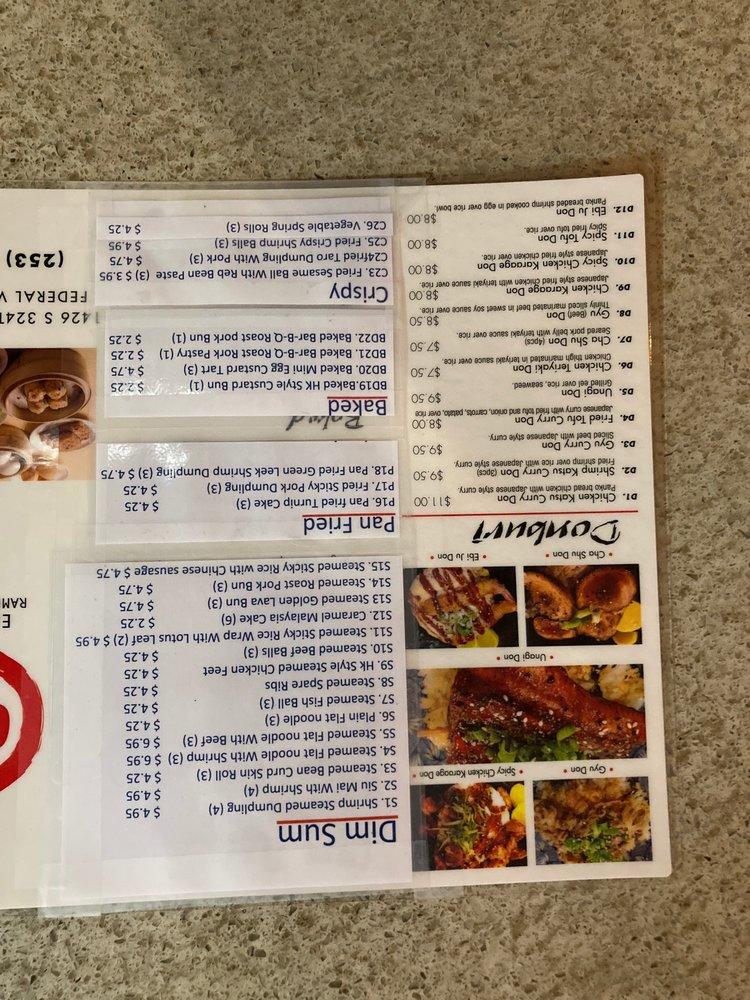 Menu at Engimono Ramen & Dim Sum restaurant, Federal Way