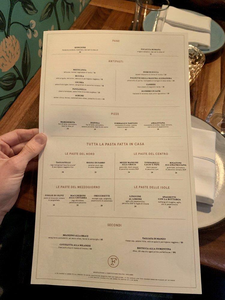 Menu at Felix Trattoria pub & bar, Culver City, Abbot Kinney Blvd