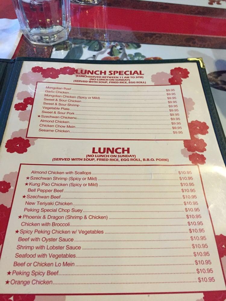Menu at Peking Wok restaurant, Anchorage