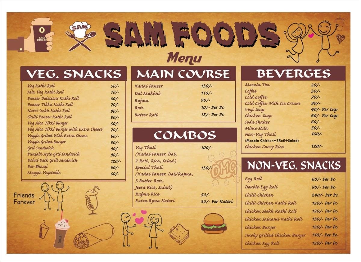 Menu at SAM FOODS, Pinjore