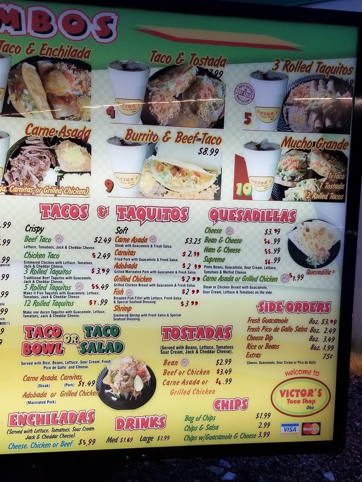 Menu at Victors Taco Shop restaurant, Delaware