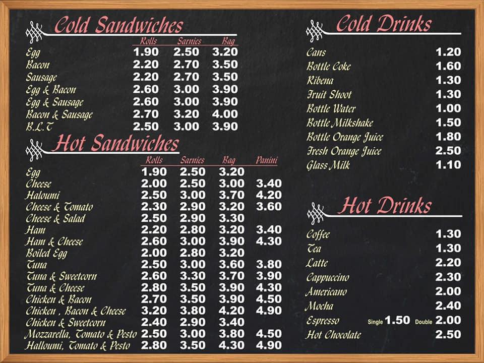 Menu at Village Cafe, Ware, 23 High St