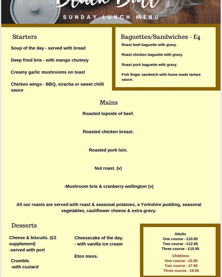 Menu at The Black Bull pub & bar, Dunholme