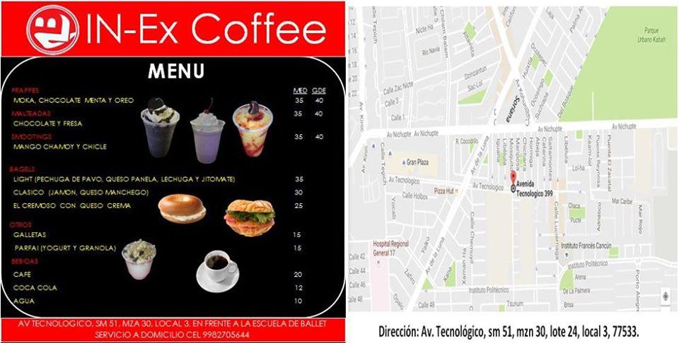 Menu at IN-EX Coffee restaurant, Cancún