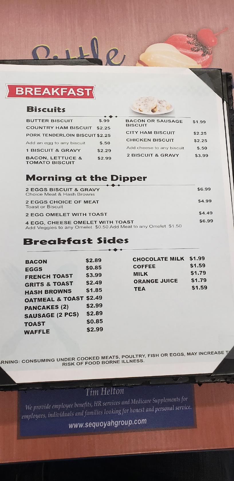 Menu at Little Dipper Diner & Creamery restaurant, Blaine