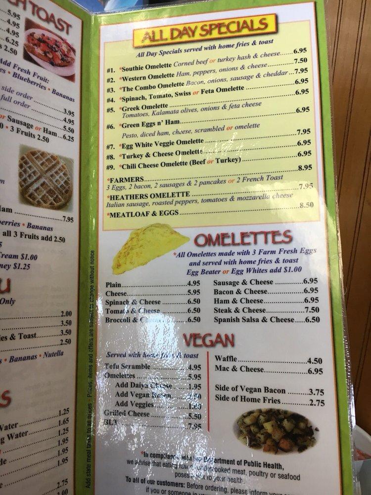 Menu at MY DINER restaurant, Melrose, 399 Main St