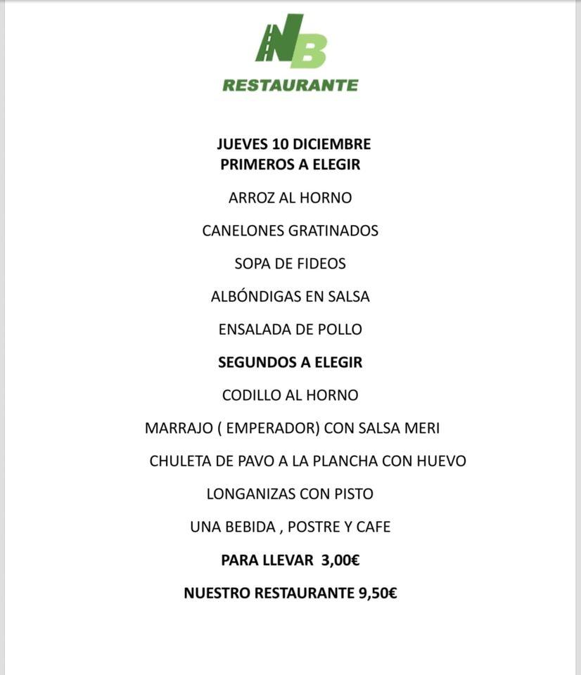 Menu at Bar Restaurante NB, Carlet