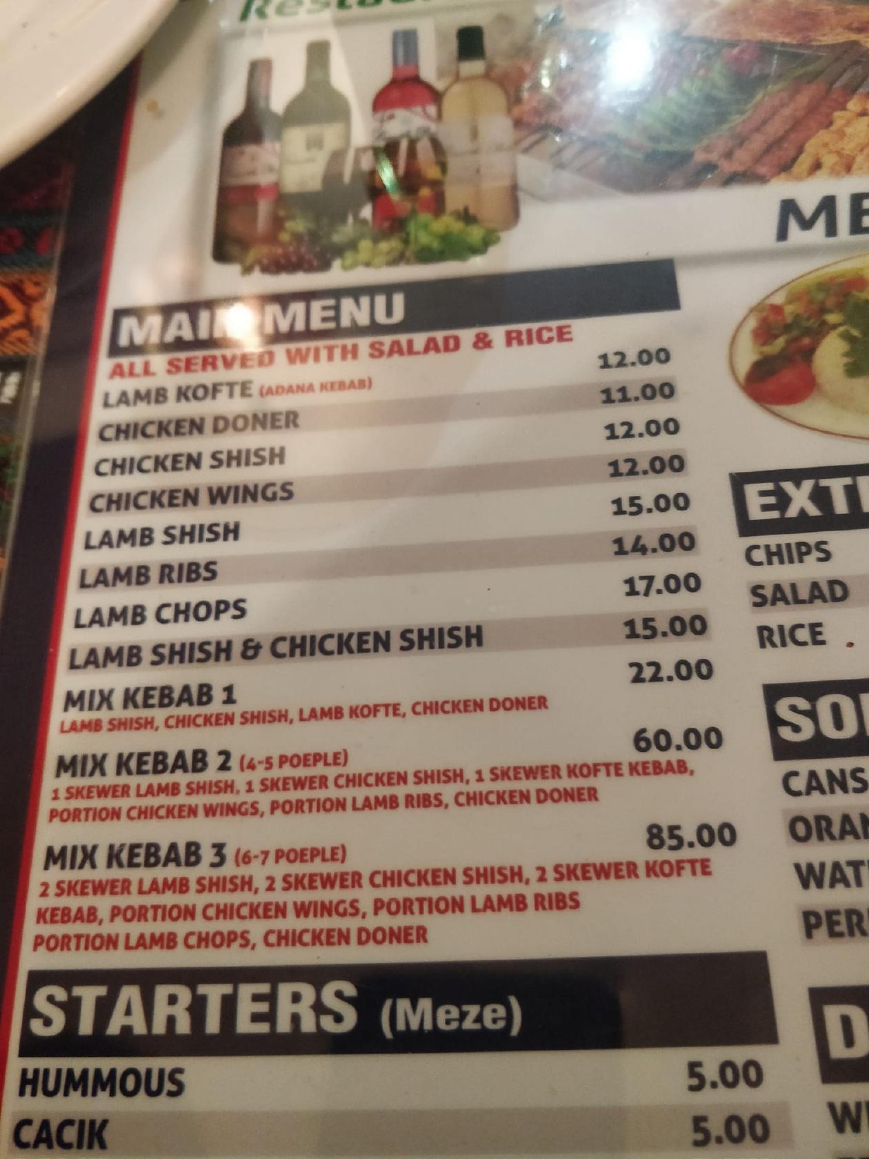 Menu at Spur Restaurant, London