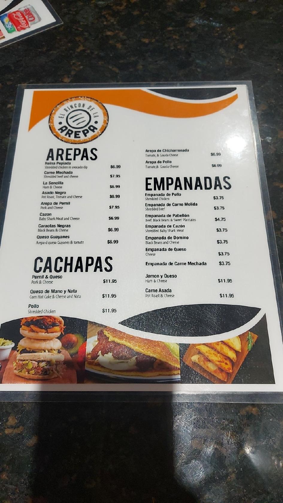 Menu at El Rincón De La Arepa restaurant, Deerfield Beach