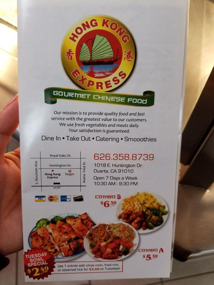 Menu at Hong Kong Express restaurant, Duarte