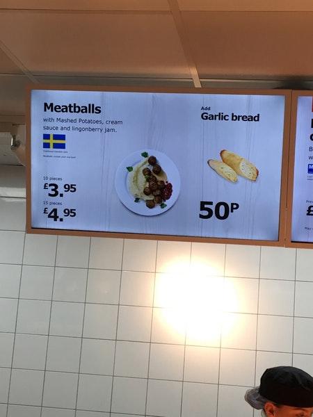 Menu at IKEA Foodhall restaurant, Wednesbury, Park Lane