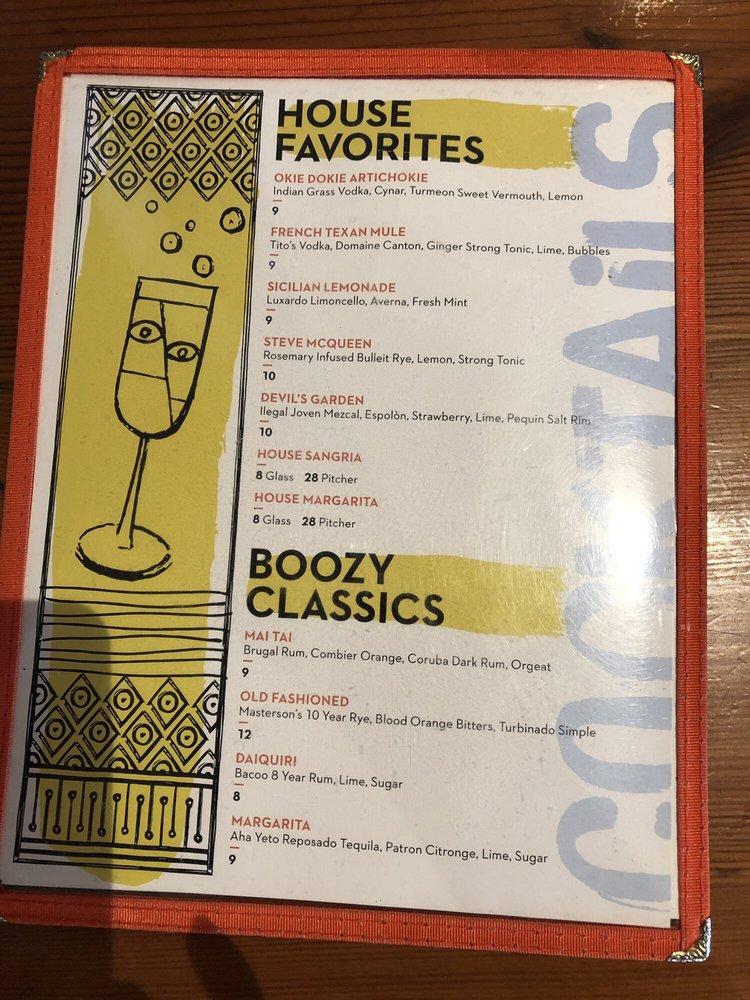 Menu at Picasso Cafe, Oklahoma City