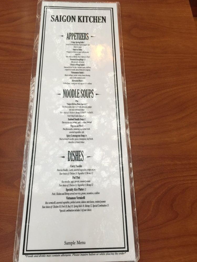 Menu at Saigon Kitchen restaurant, Fort Lee