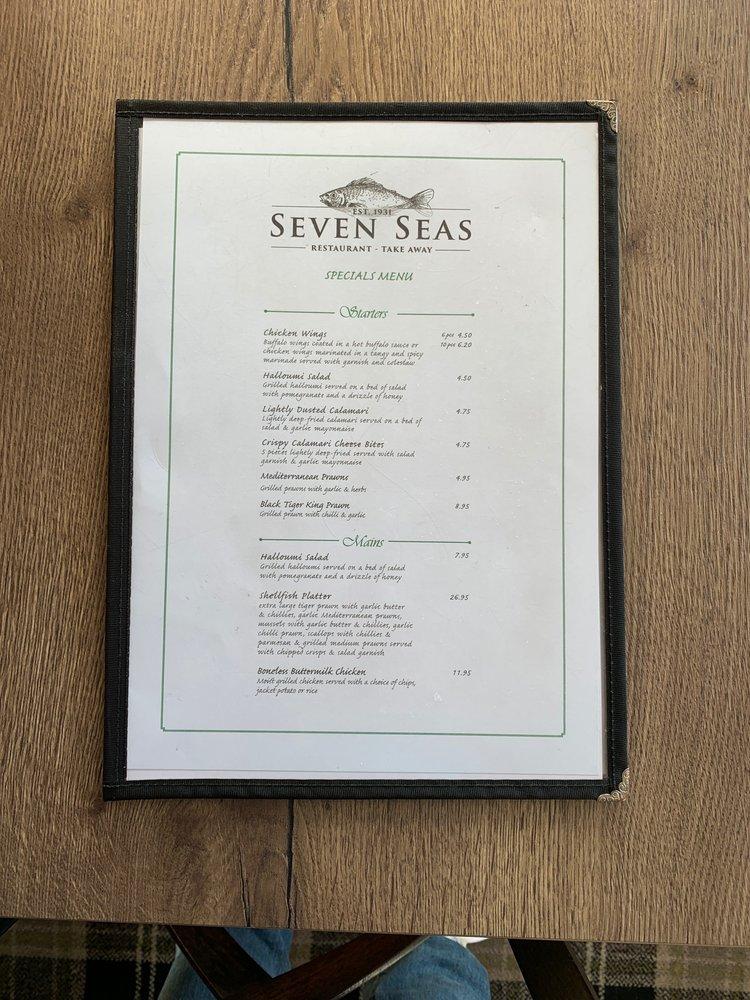 Menu at Seven Seas Takeaway restaurant, Wickersley