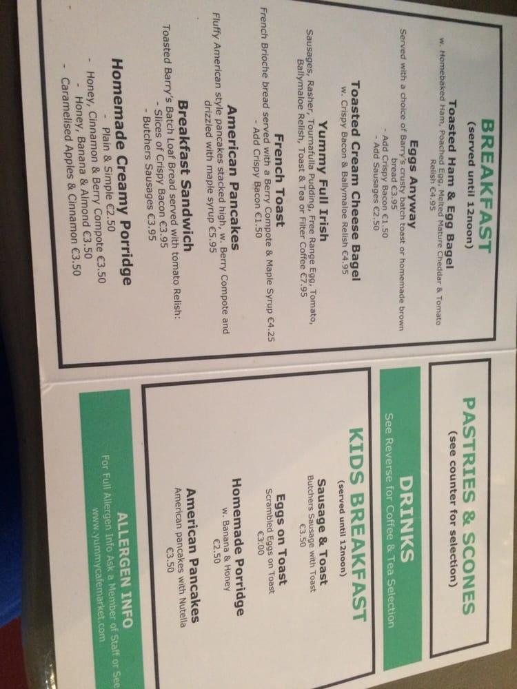 Menu at Yummy Cafe Market, Tralee