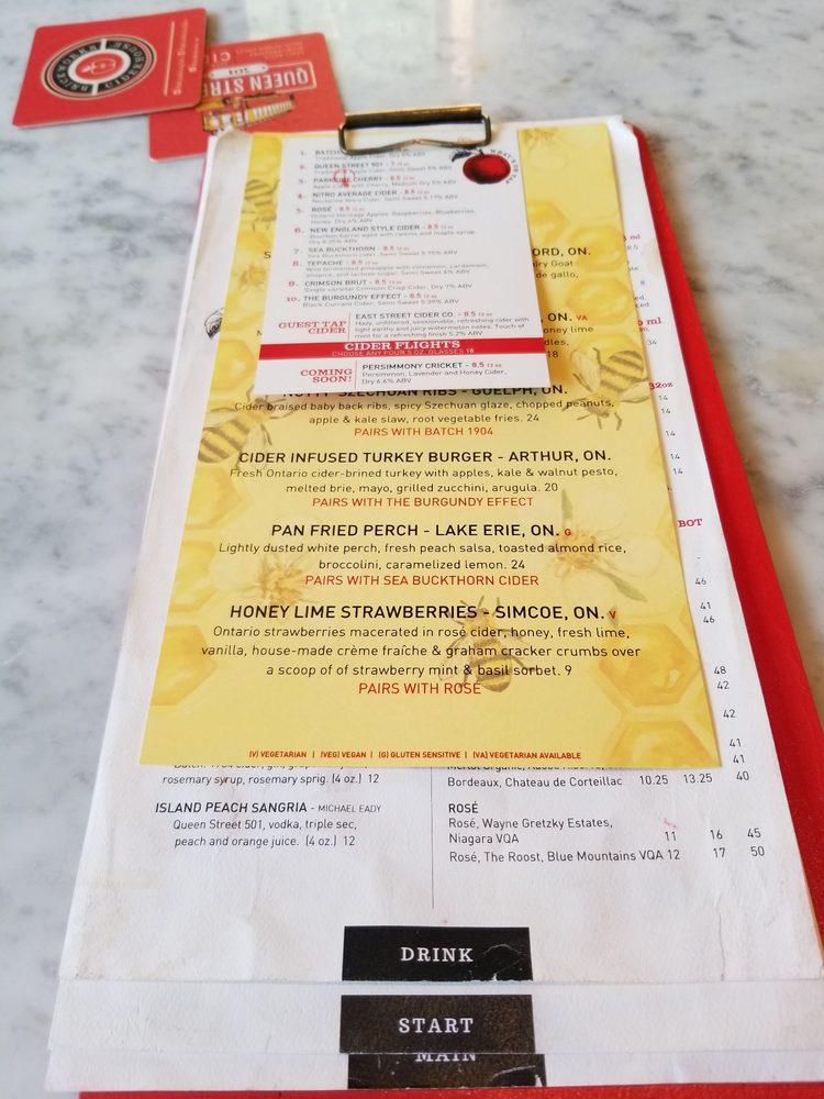 Menu at Brickworks Ciderhouse pub & bar, Toronto