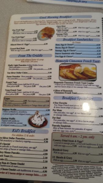 Menu at Four Star Family Restaurant, Plover, WI-54