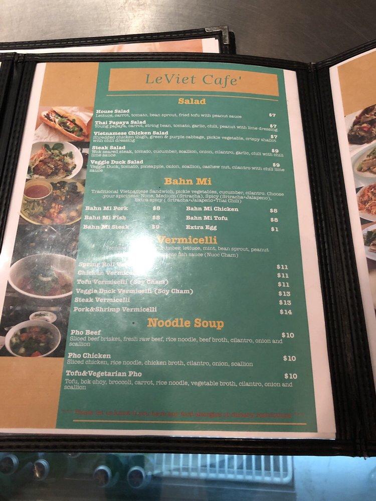 Menu at Le Viêt Thai restaurant, New York City