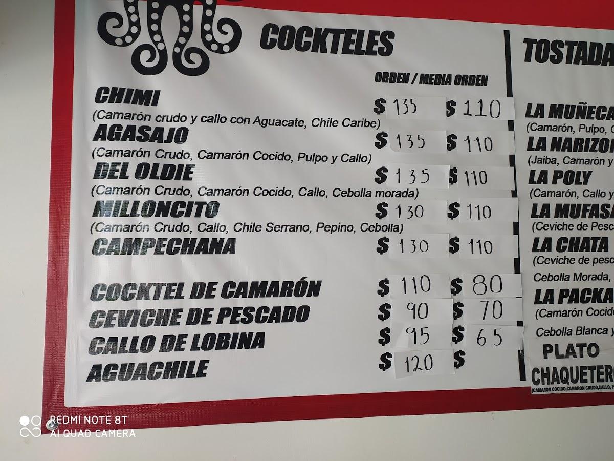Menu at Mariscos El Muñeco restaurant, Navojoa