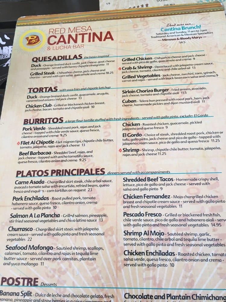 Menu at Red Mesa Cantina pub & bar, Saint Petersburg