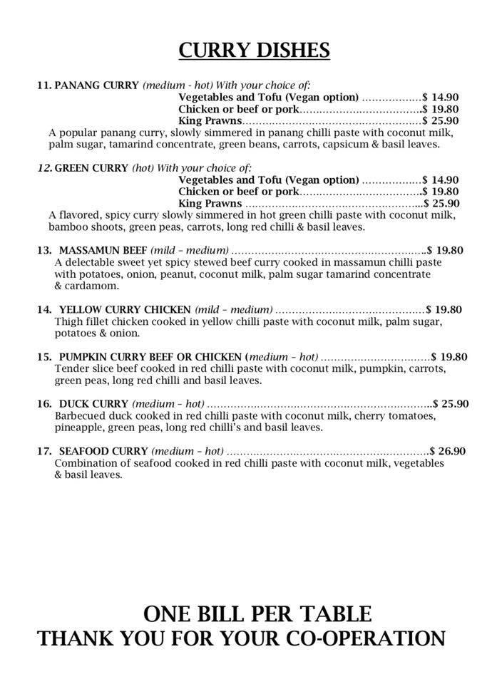 Menu at Som Tam Thai Restaurant, Maroochydore