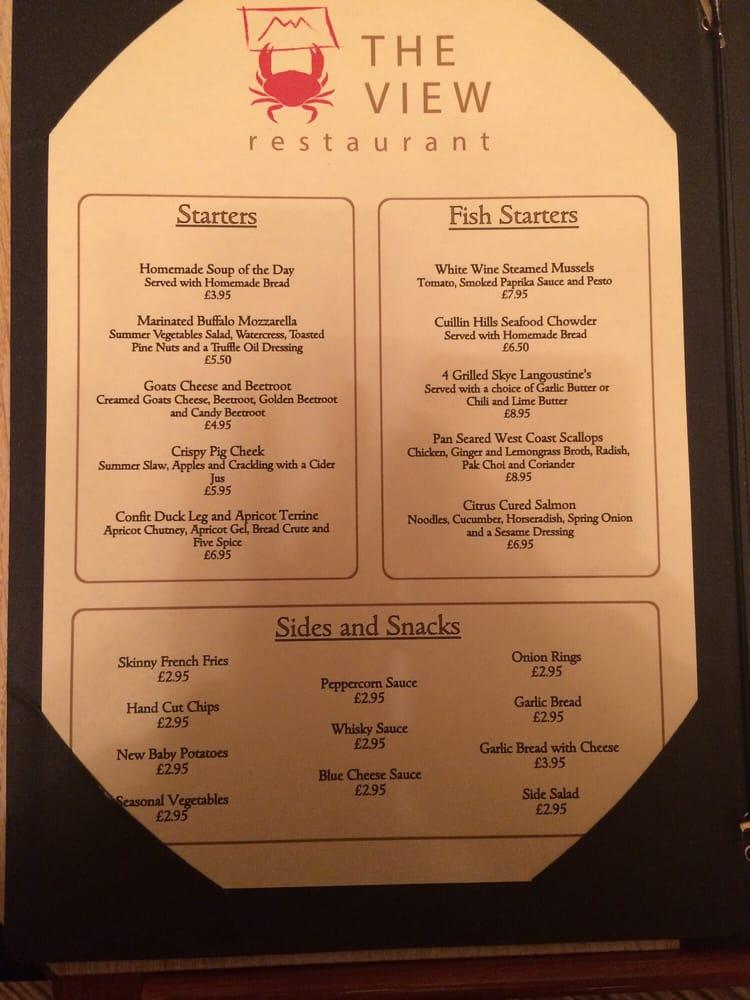 Menu at The View Restaurant, Portree