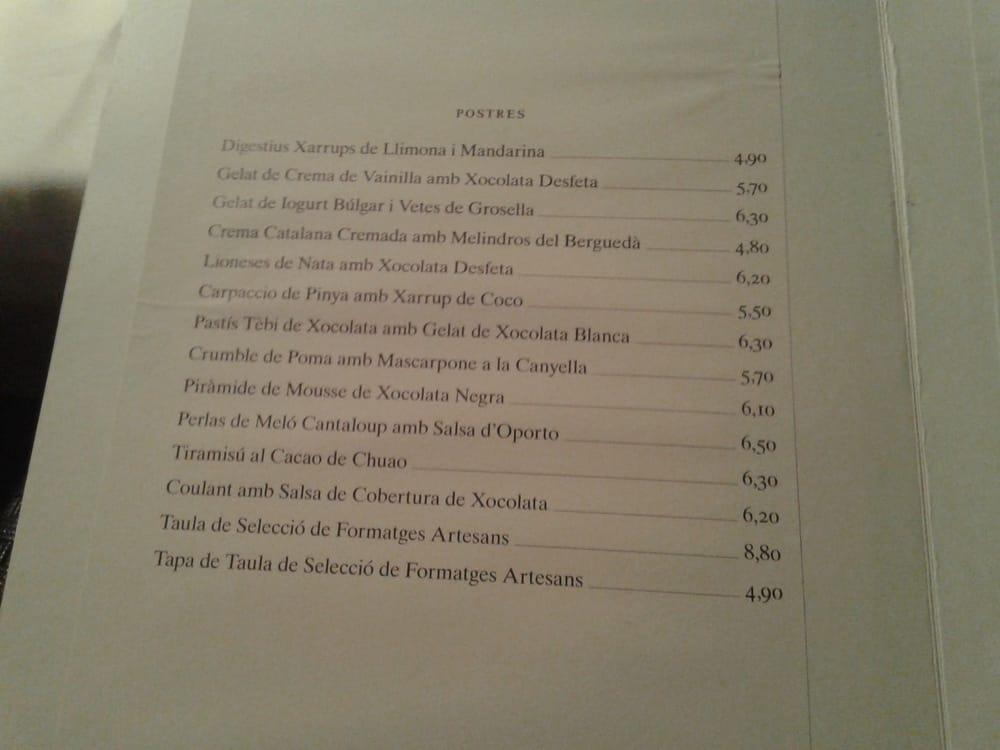 Carta de Torreon Restaurant, Gavà