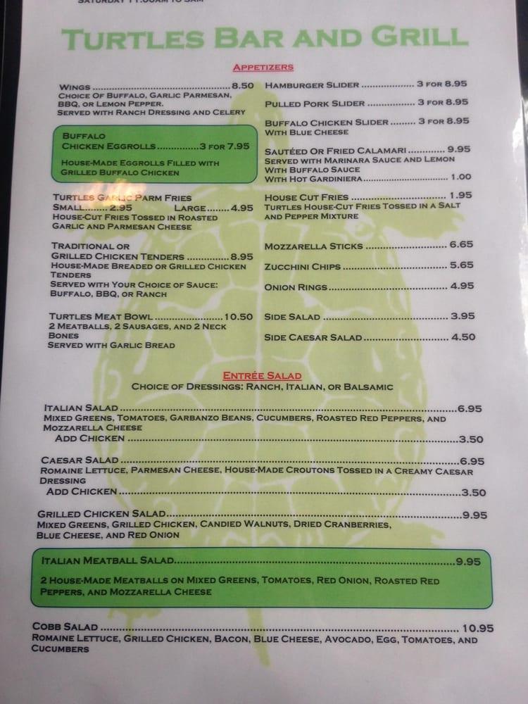Menu at Turtle's Bar & Grill, Chicago