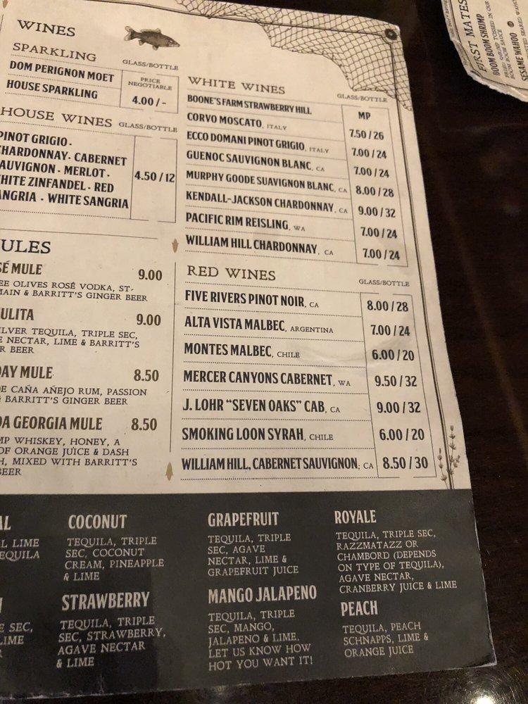 Menu at Wahoo Seafood Grill & Sports Bar, Tallahassee