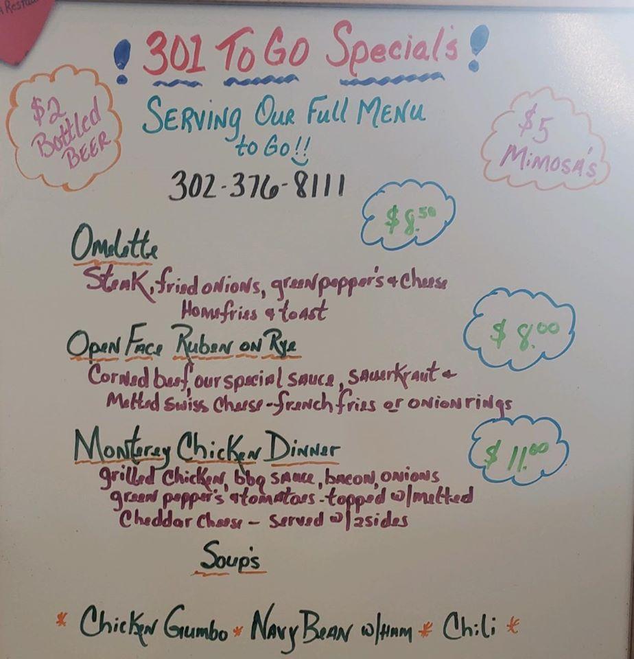 Menu at 301 Plaza Restaurant, Middletown