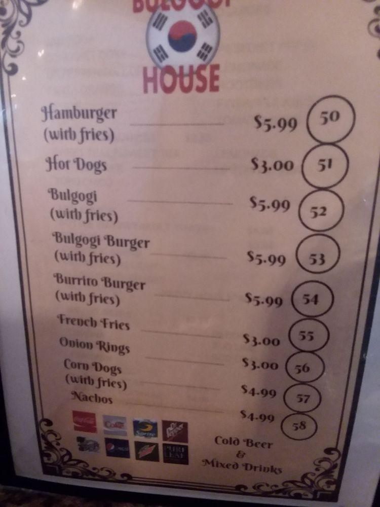 Menu at Bulgogi House restaurant, Lawton