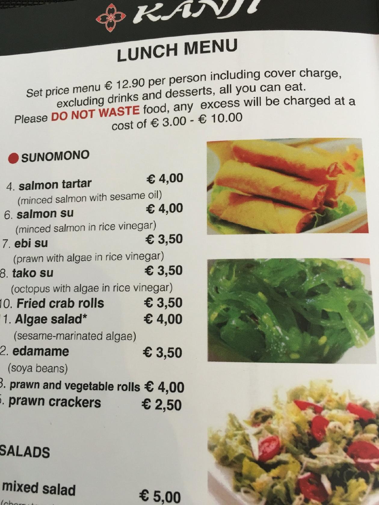 Menu da kanji ristorante, Jesolo