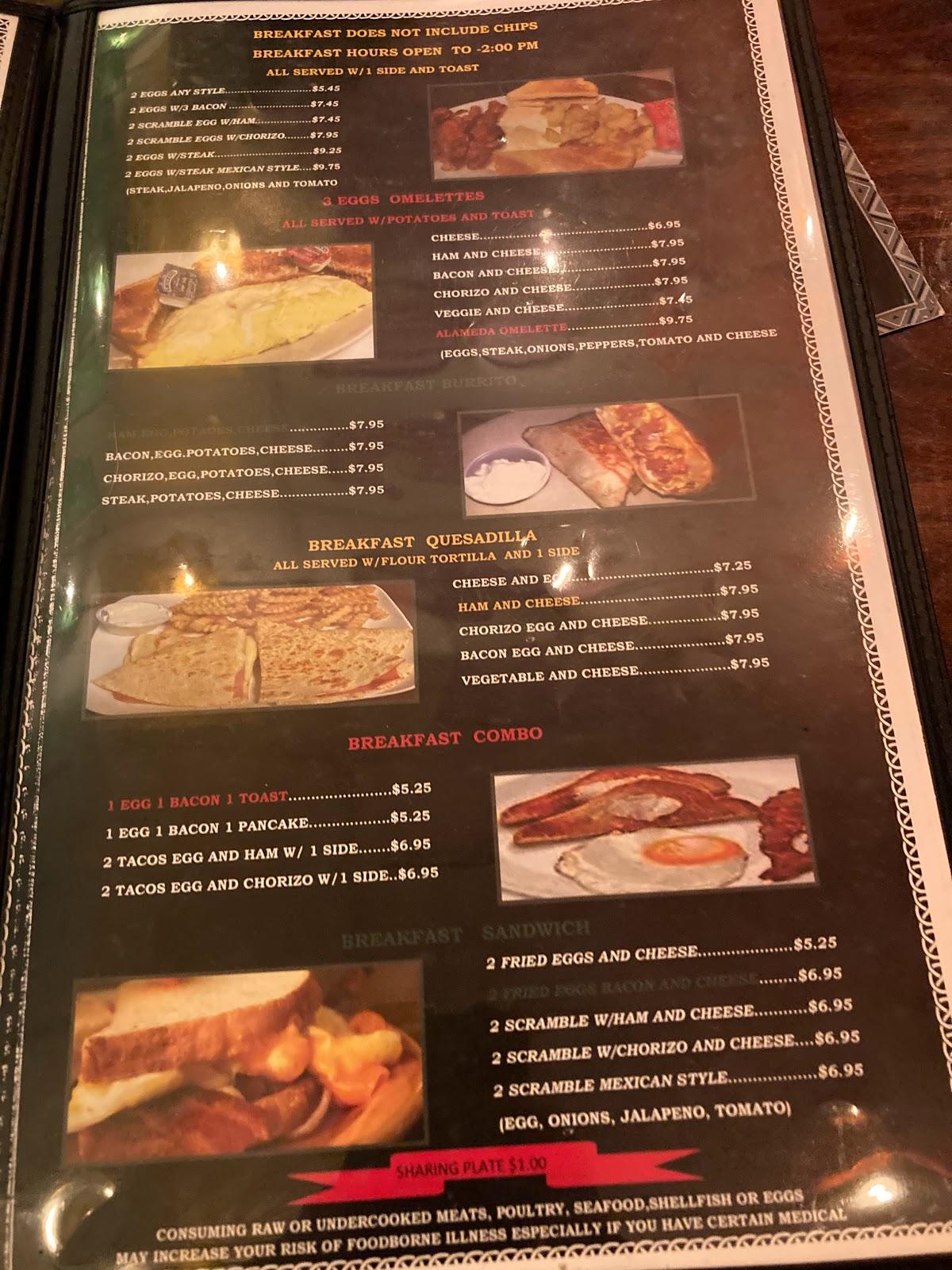 Menu at La Alameda Mexican Restaurant, New Port Richey