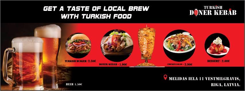 Menu at Turkish Doner Kebabs restaurant, Riga