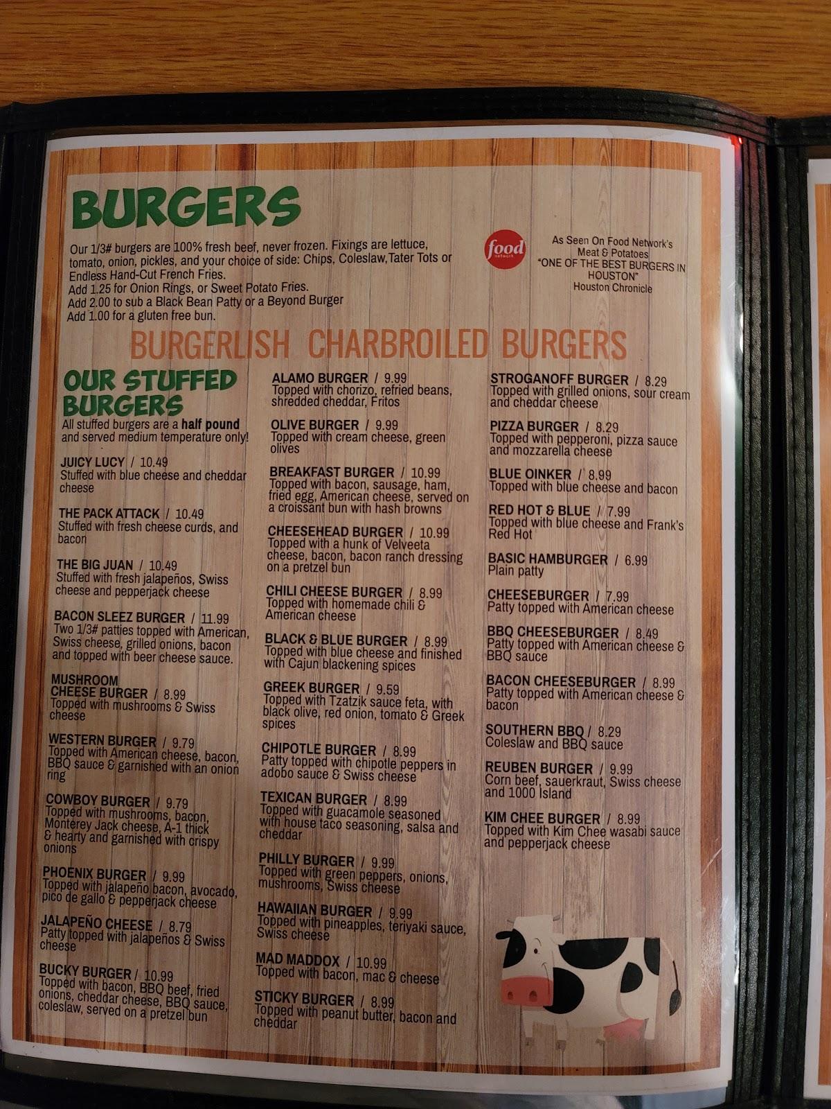 Menu at Burgers Bar & Grill Phillips, Phillips