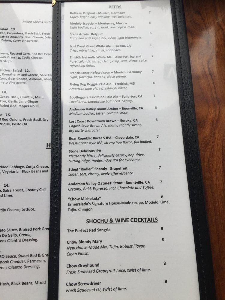 Menu at Eat Chow restaurant, Costa Mesa, Newport Blvd