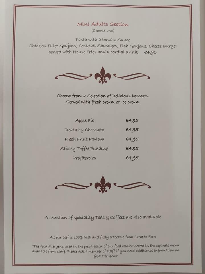 Menu at Friel's of Straffan pub & bar, Straffan