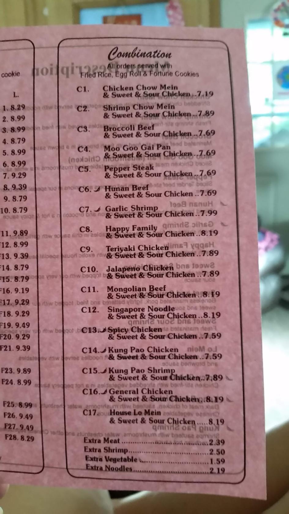 Menu at Lucky Wok restaurant, Orange