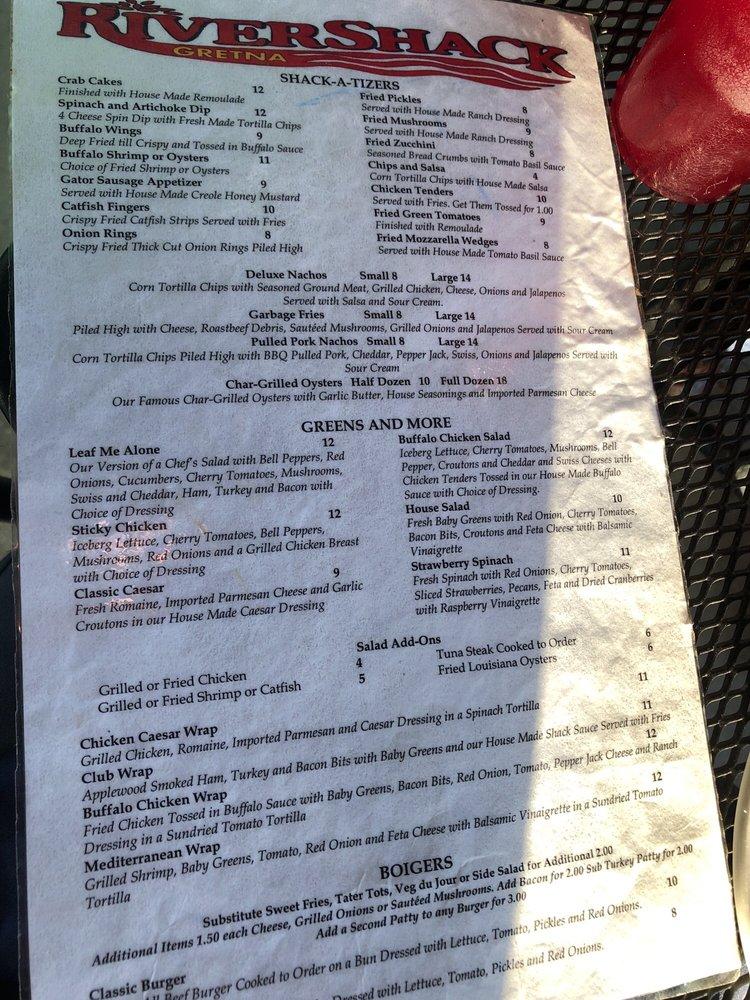 Menu at River Shack Gretna pub & bar, Gretna