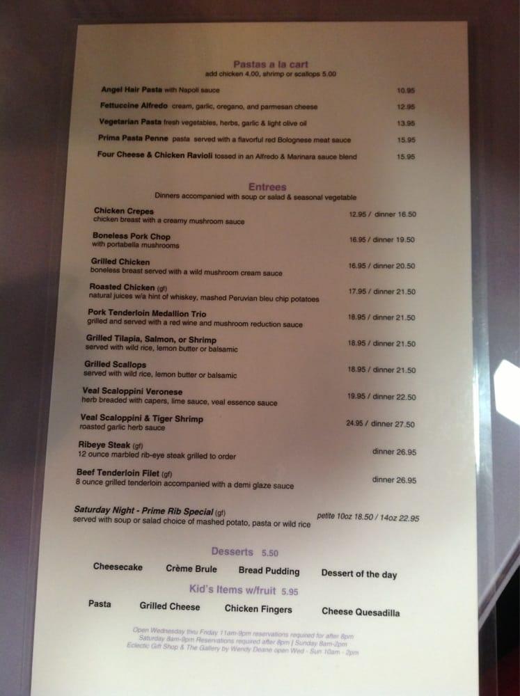 Menu at Simply Delicious Valley steakhouse, Valley