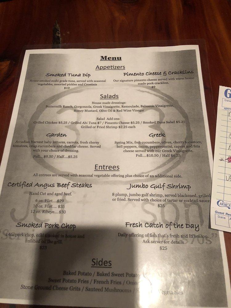 Menu at 303 Jefferson restaurant, Clinton
