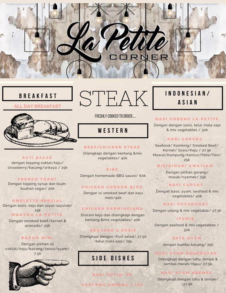 Menu at Cafe La Petite Corner, Bandung