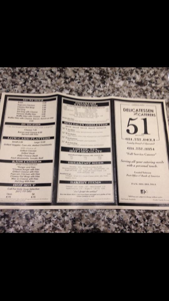 Menu at Deli 51, Greenlawn