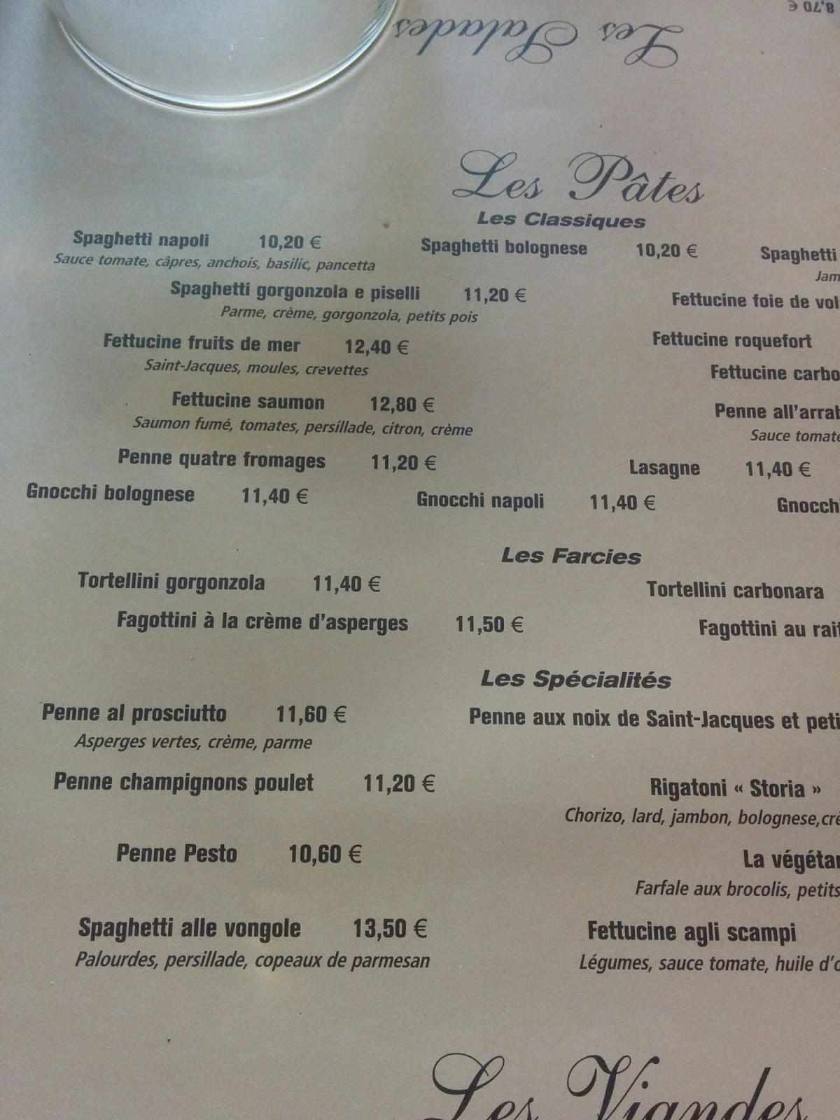 Menu at La Storia pizzeria, Metz